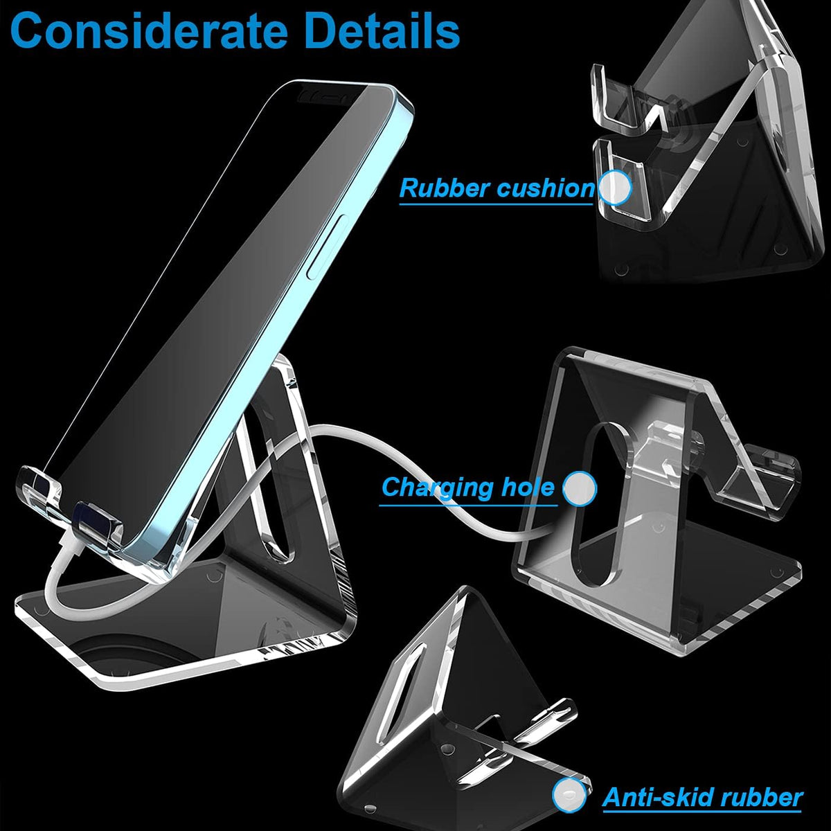 Crpich Acrylic Cell Phone Stand, Portable Phone Holder, Clear Phone ...