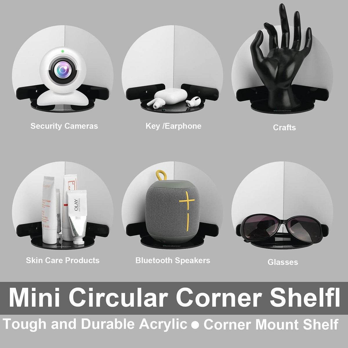 Acrylic Mini Circular Corner Shelf Mount For Security Cameras, Baby ...