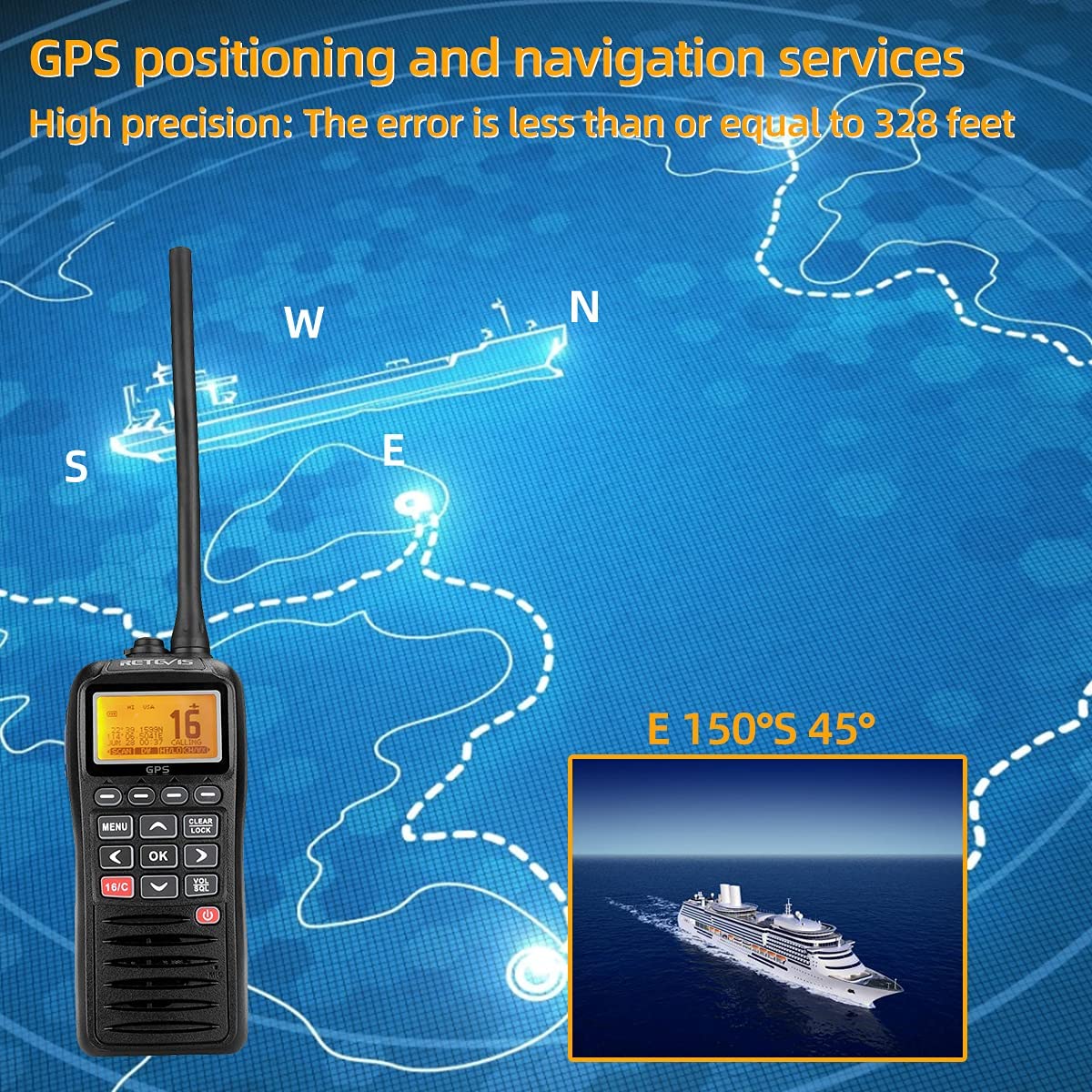 Retevis Rm40 Handheld Marine Radio With Gps, Dsc Radio Marine,Boat Rad ...