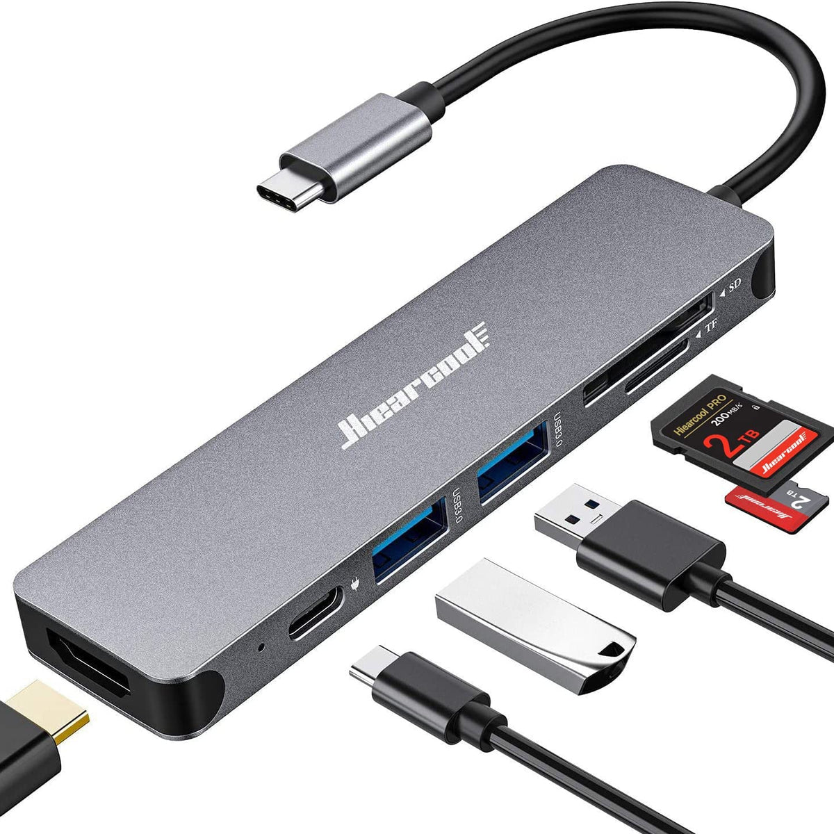 Hiearcool USB C Hub, USB-C Multi-Port Adapter for MacBook Pro, 7IN1 ...