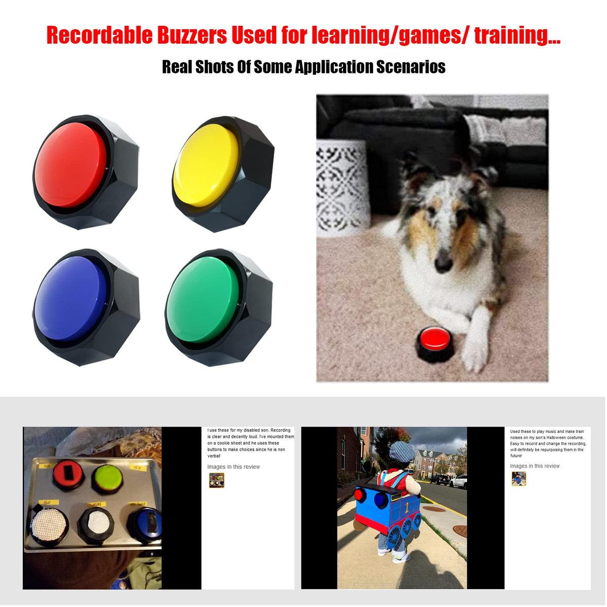 Anliky Recordable Buttons, Dog Buttons For Communication, 30 Seconds R ...