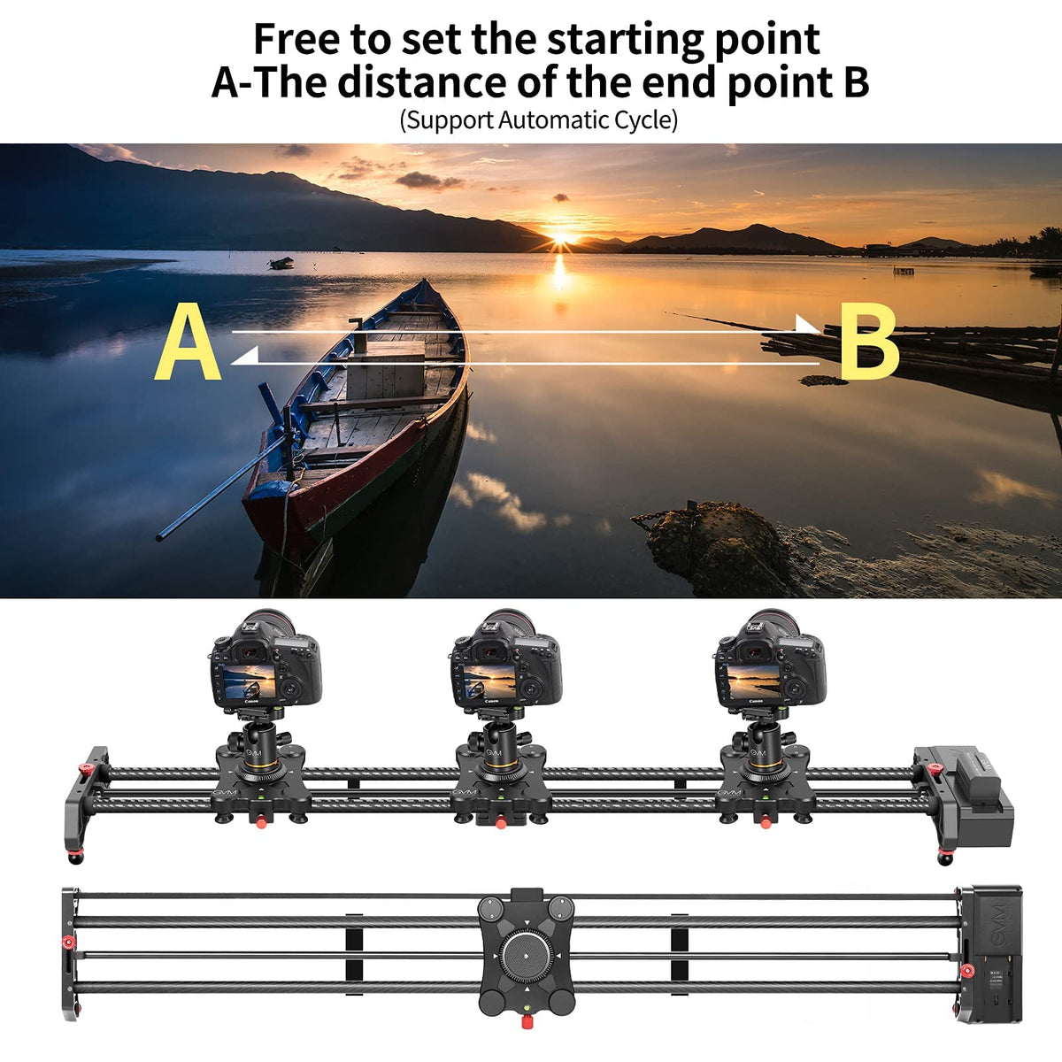 GVM 48 /120cm Motorized Camera Slider, APP Professional Carbon Fiber ...