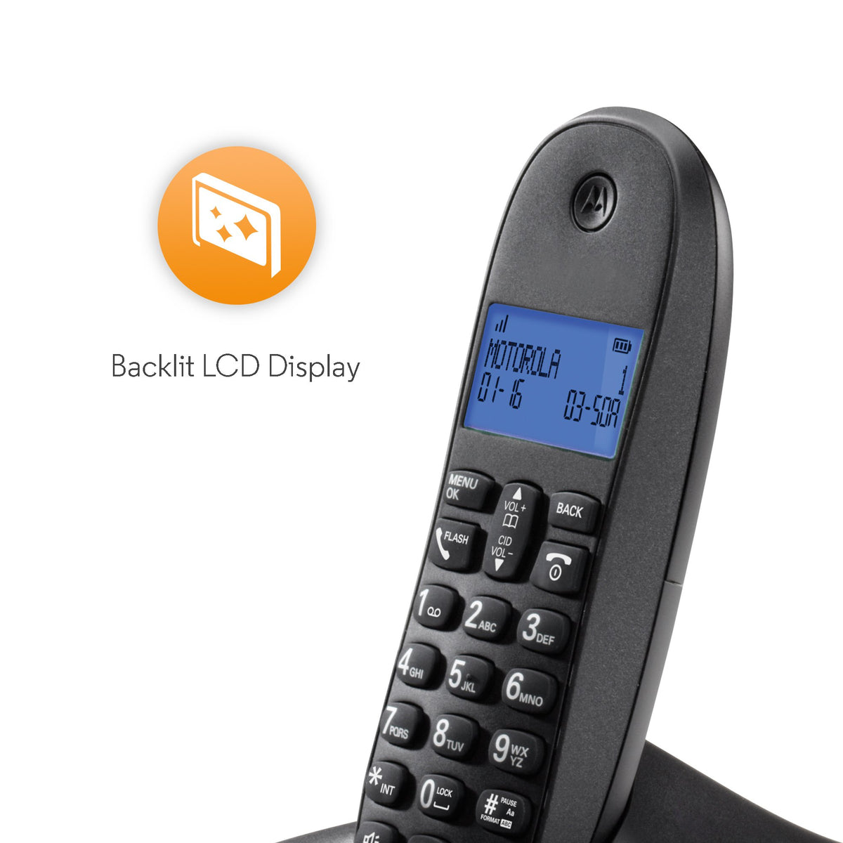 Motorola DECT 6.0 Digital Cordless Home Phone with Answering Machine ...