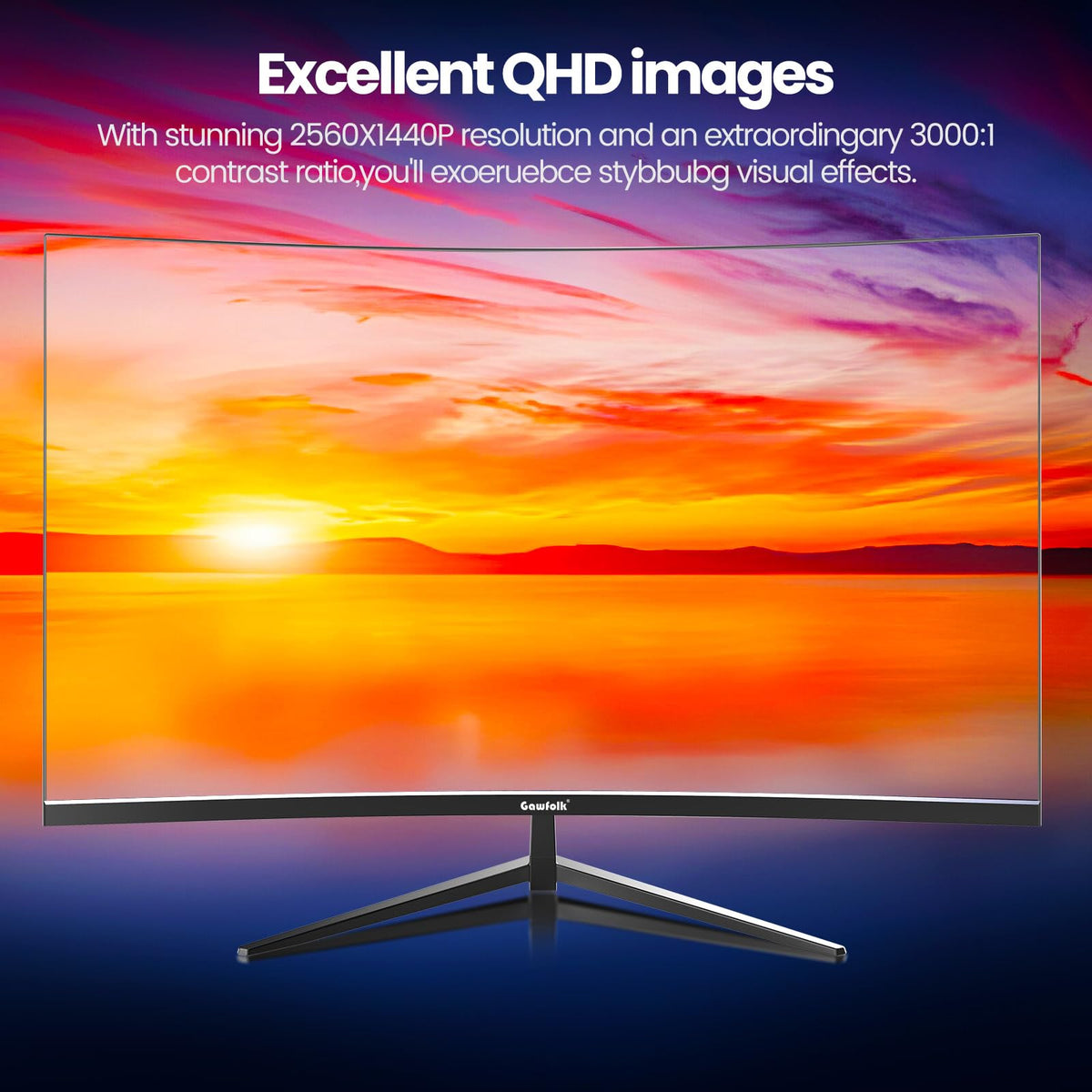 Gawfolk Monitor 32 Inch Computer Monitor Qhd (2560 X 1440) 2K 1500R Cu ...