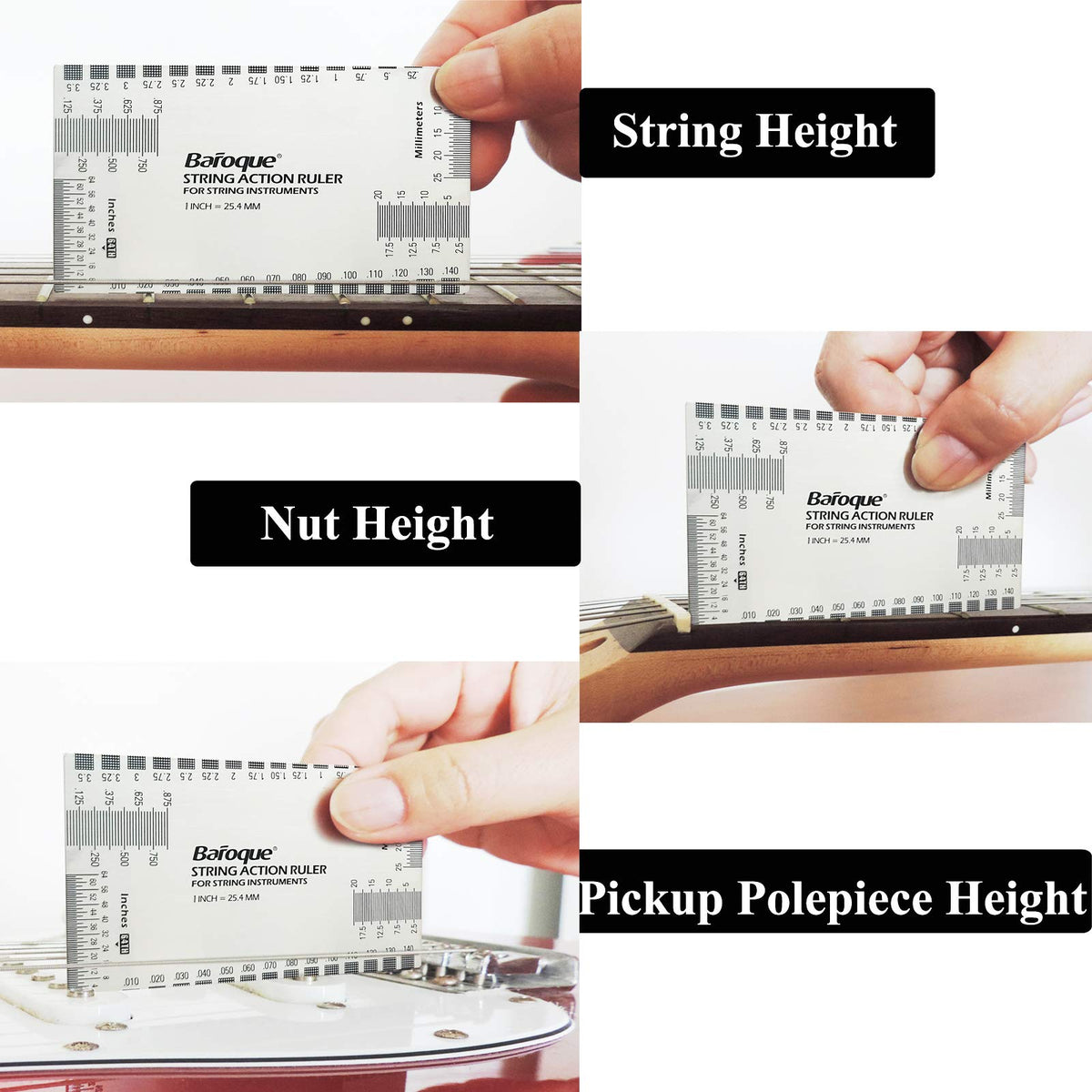 Baroque String Action Gauge Precise Guitar Ruler Set Up Tool Kit For E ...