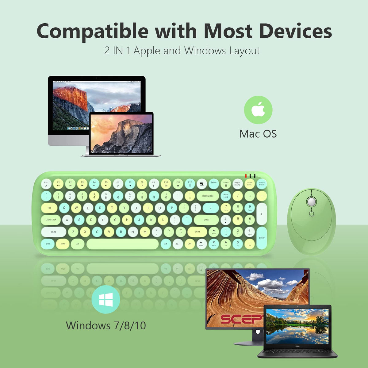 Mofii Wireless Keyboard And Mouse, Ergonomic Full Size Typewriter Keyb ...
