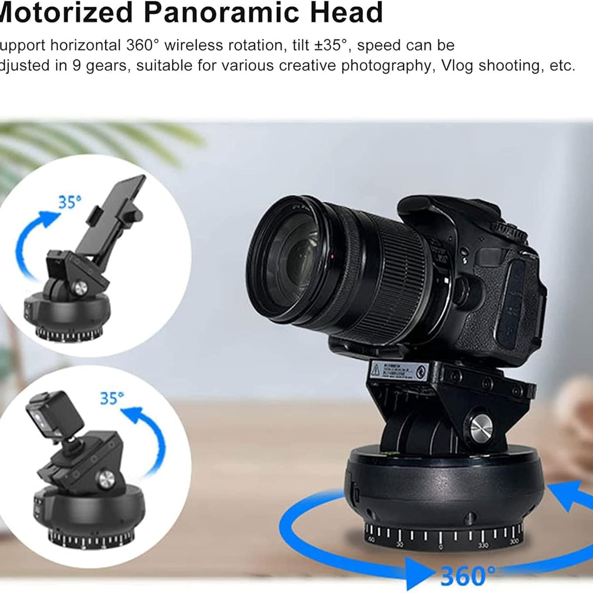 Motorized Pan Tilt Head, 360 Rotation Motorized Panoramic Head, Remote ...