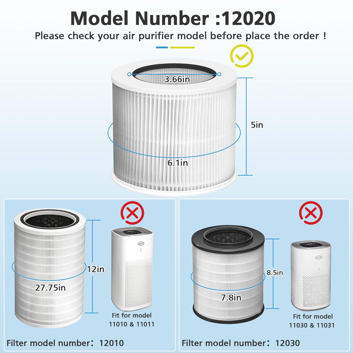 12020 Filter Replacement Compatible With Clorox Tabletop Air Purifier ...