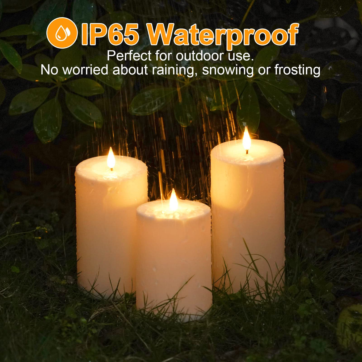 VIODAIM Solar LED Candles Outdoor Waterproof Dusk-to-Dawn 30hr ...