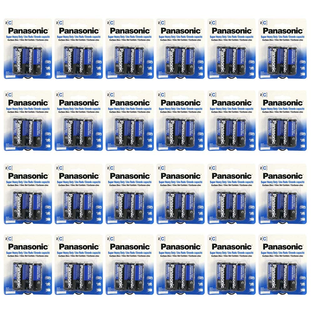 24 Pack Panasonic Super Heavy Duty C Batteries Retail Packaging ...