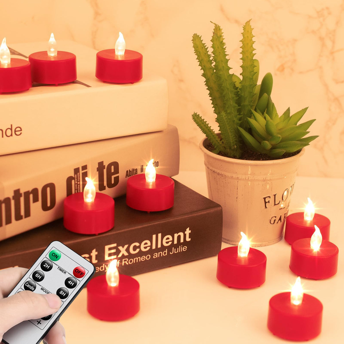 12Pack Remote Control Led Tea Lights Battery Operated Flameless Candles ...