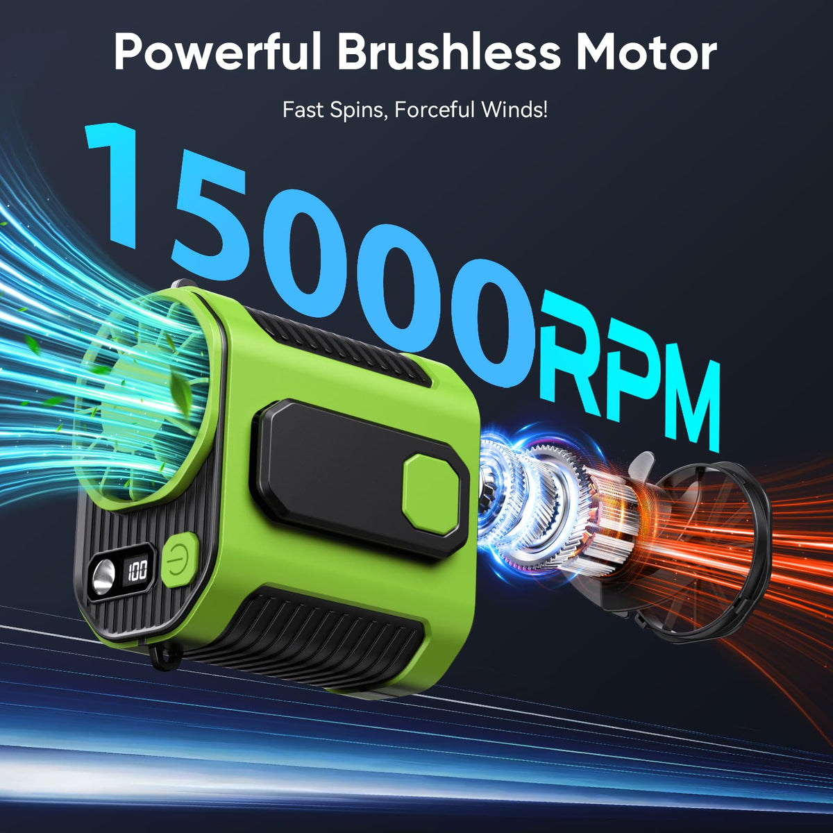 Portable Waist Fan, 10-Speed Body Fan with LED Light, Hands-Free ...