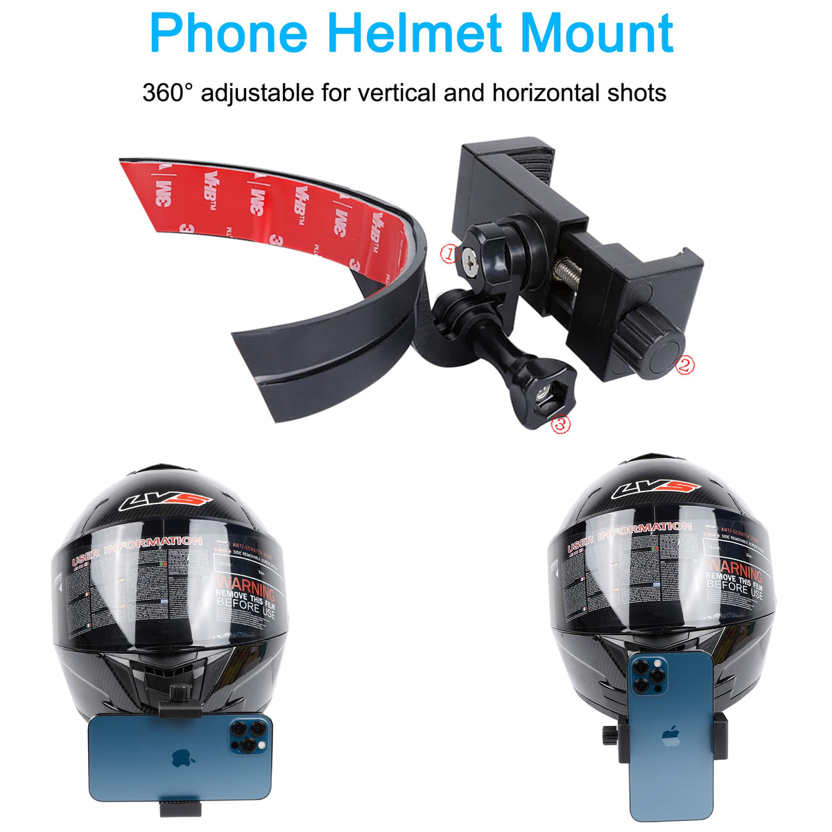 Pellking Universal Motorcycle Helmet Chin Action Camera Mount, Flexibl ...