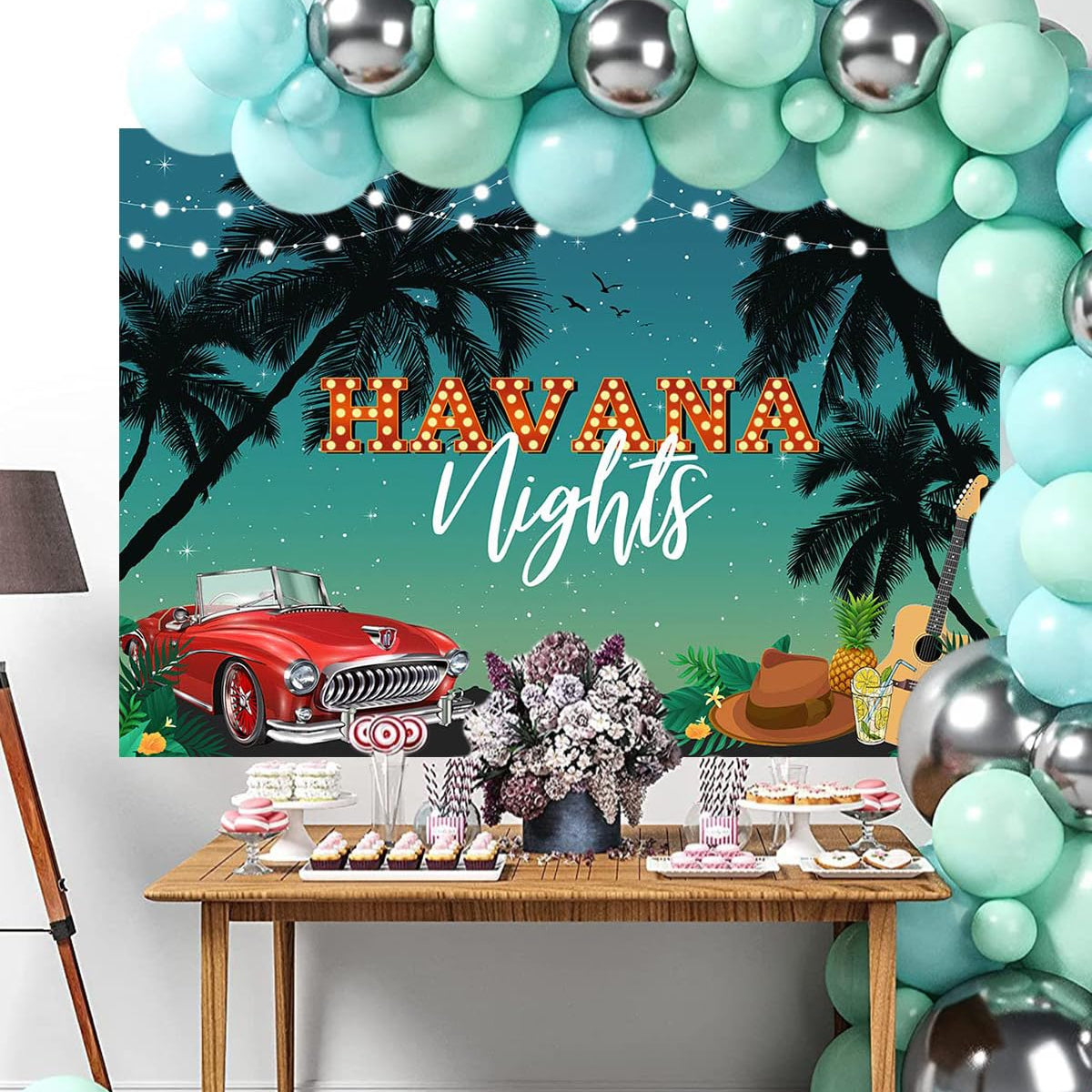 Mocsicka Havana Nights Backdrop Palm Summer Sunset Hawaiian Seaside Pa ...