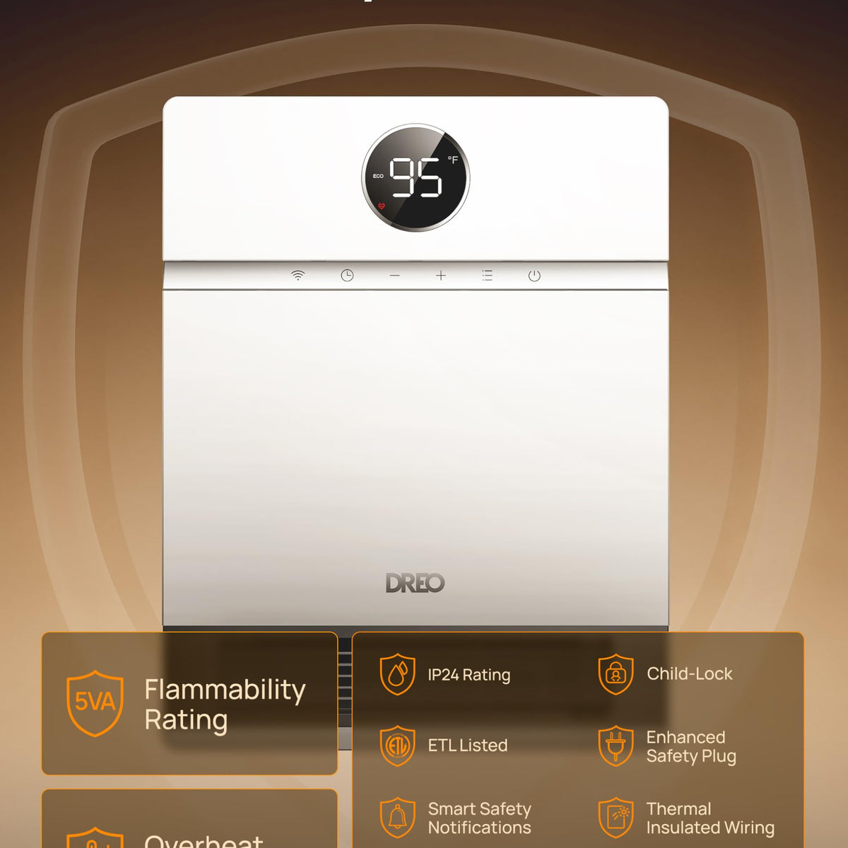 Dreo Smart Wall Heater, Ip24 Easy Mounted Ptc Space Heater For Indoor ...