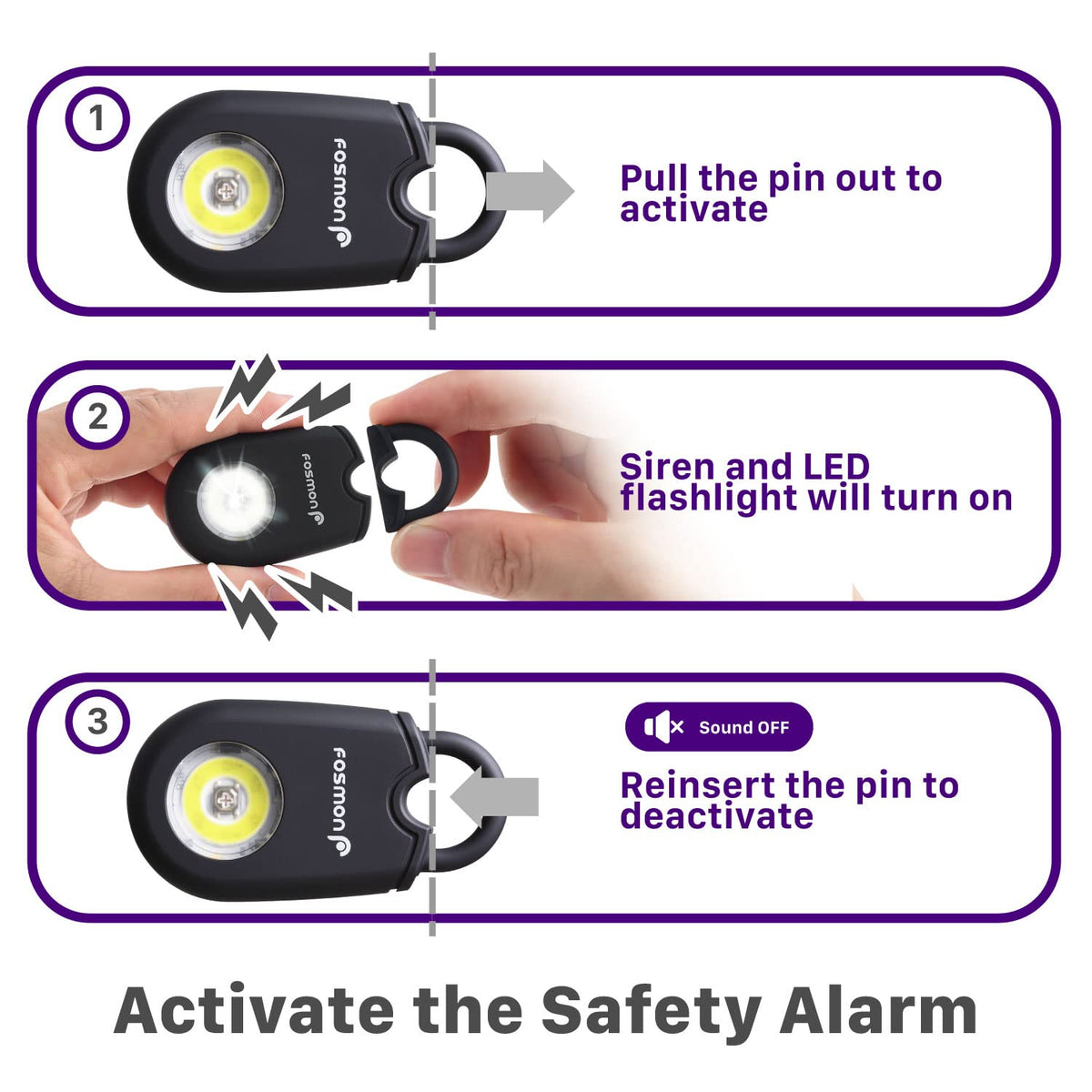 Fosmon Personal Alarm For Women (2 Pack), Self Defense Protection Keyc ...