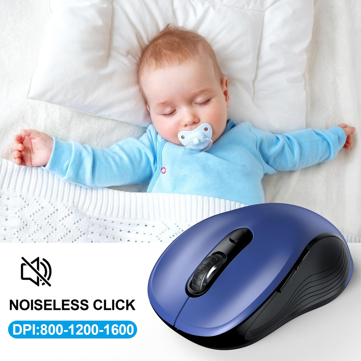 Wisfox 2.4G Wireless Mouse For Laptop, Ergonomic Computer Mouse With U ...