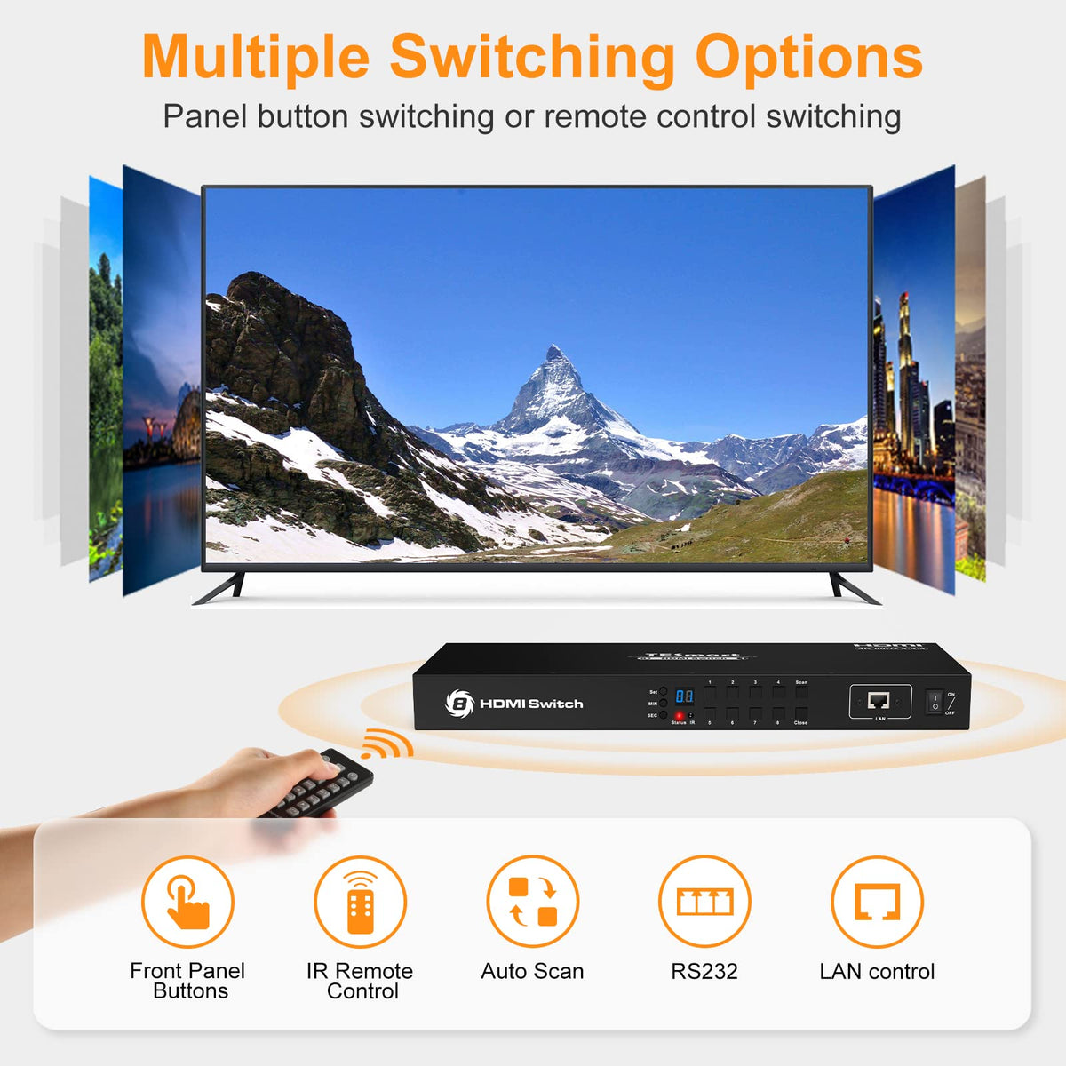 TESmart 8 1 HDMI Switch 8 in 1 Out 4K @ 60Hz HDCP with 19-inch Rack ...