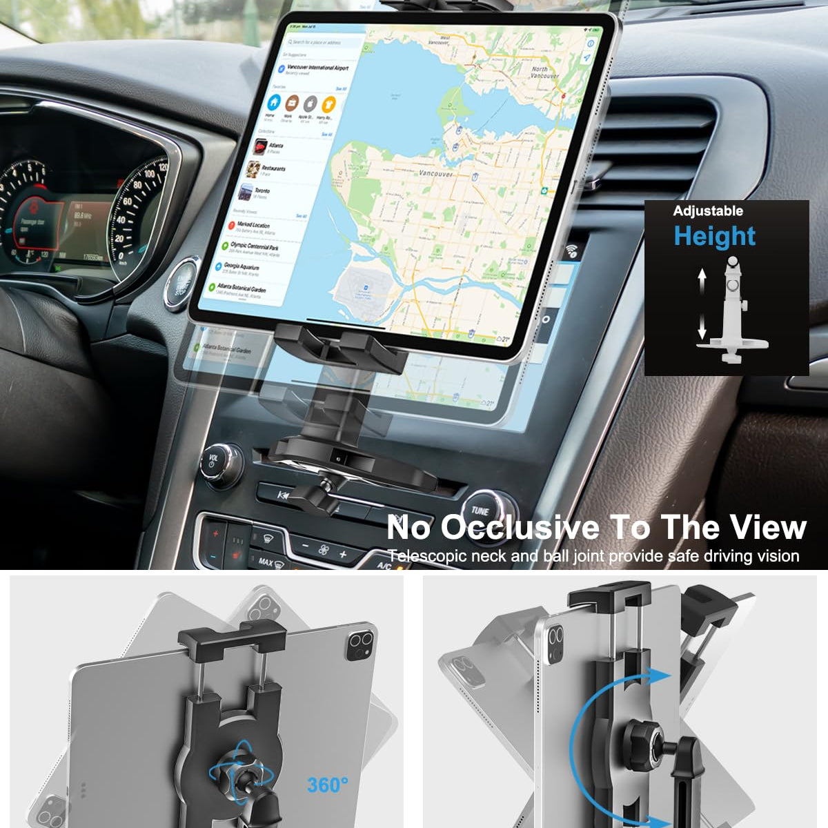 woleyi CD Slot Tablet Holder - Adjustable Car Mount for 4.7-13" Device ...