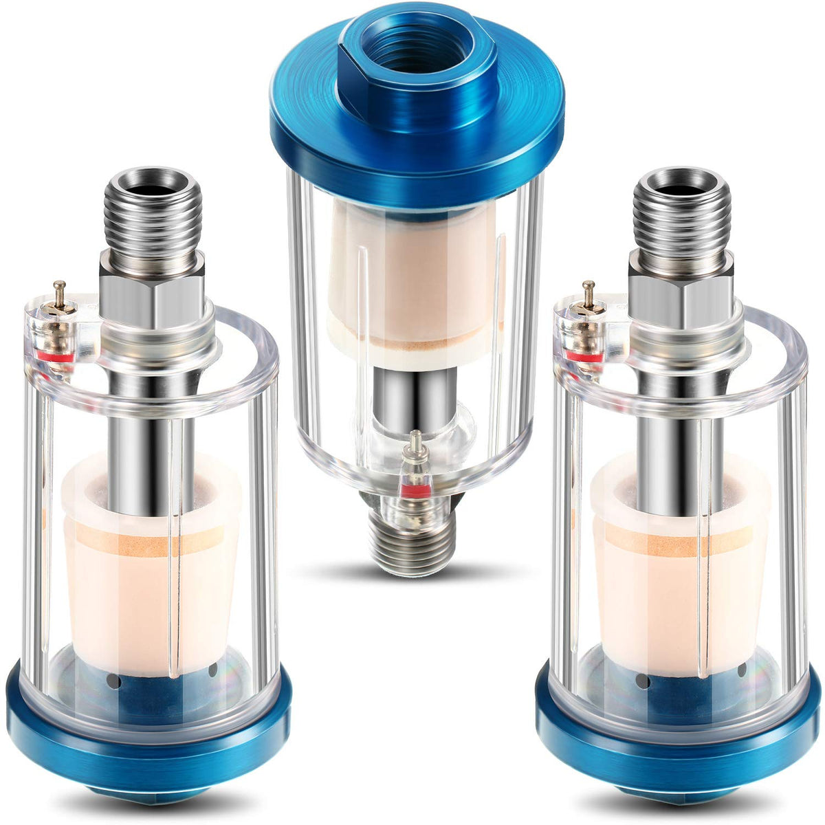3 Pcs Compressed Air Filter Water Oil Separator 1/4 Inch Npt Inlet And ...
