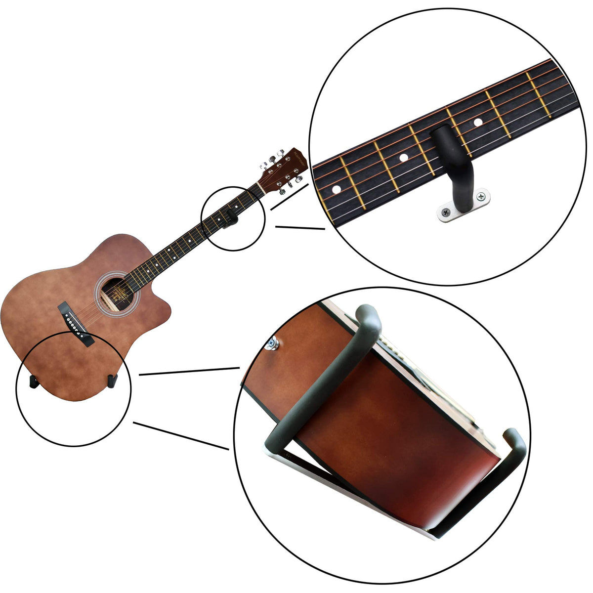 Yyst Guitar Wall Mount Holder Tilt Display For Electric And Thin Body ...