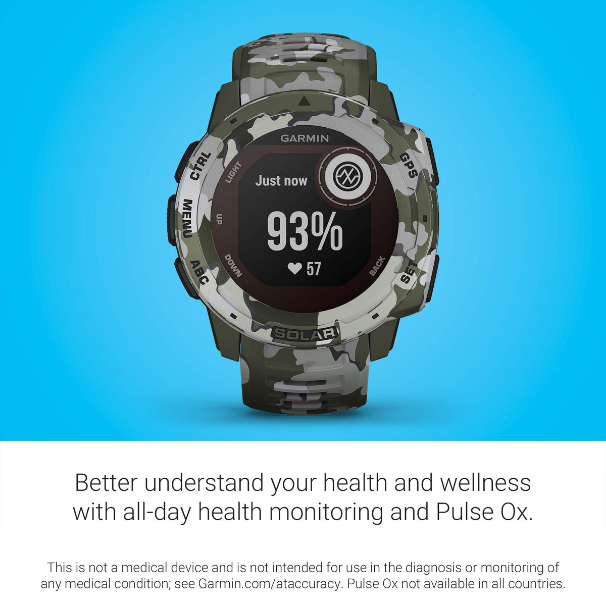 Garmin Instinct Solar Rugged Smartwatch - Solar Charging, Built-in Spo ...