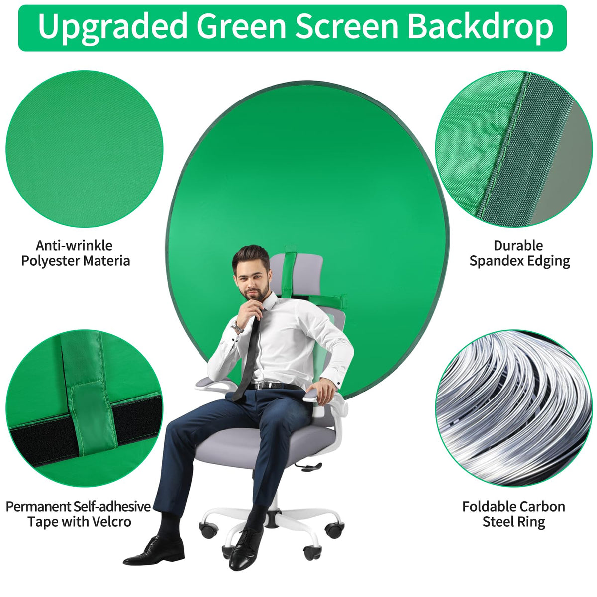 Green Screen Background With Stand,56 In Collapsible Greenscreen Backd ...