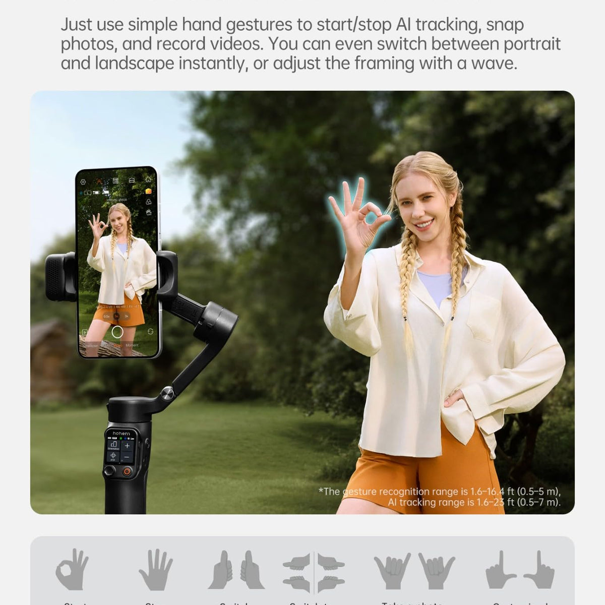 hohem iSteady V3 Ultra Gimbal Stabilizer for iPhone,Phone Gimbal with ...