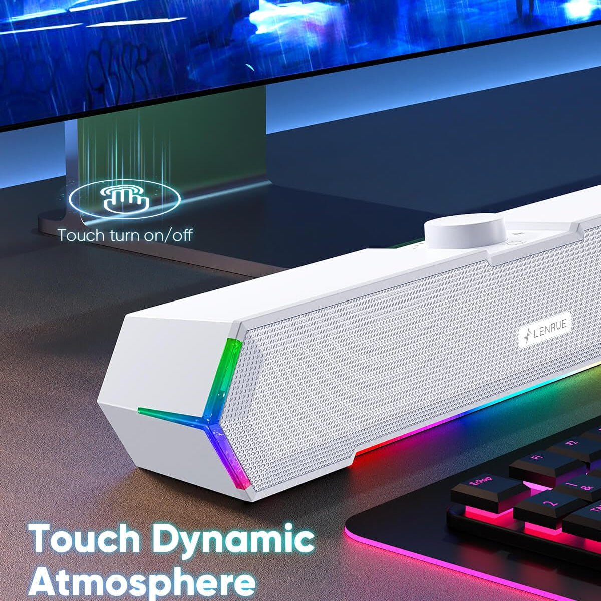 Lenrue G11 Computer Speakers For Desktop, Touch Lights Pc Speakers Wit ...