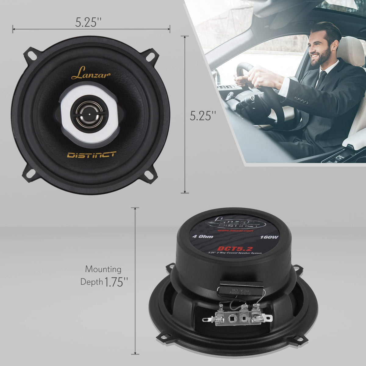 Lanzar Distinct 5.25 In. Car Stereo Speaker Pair | 2 Way Pro Audio Com ...