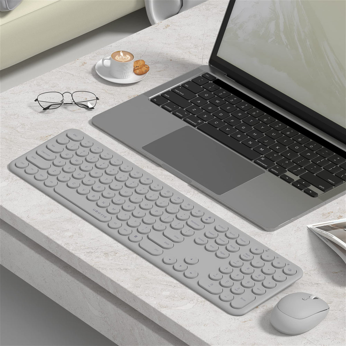 UBOTIE Wireless Keyboard and Mouse Set, Silent Scissor Switch, Full Si ...