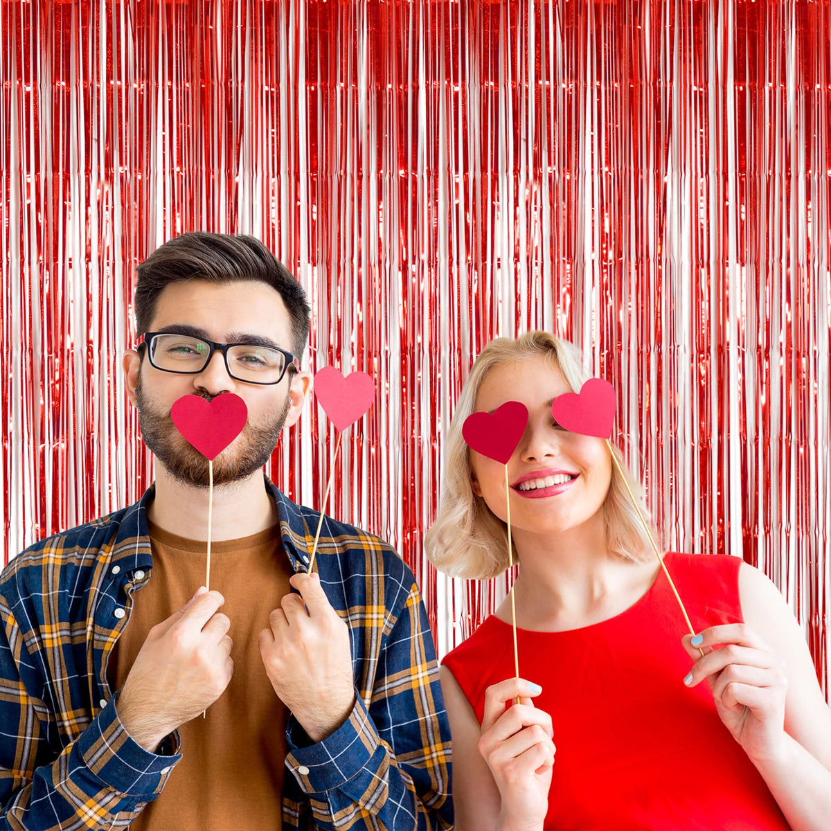 Red Foil Fringe Curtain Party Decorations, Melsan 3.2 X 8 Ft Metallic ...