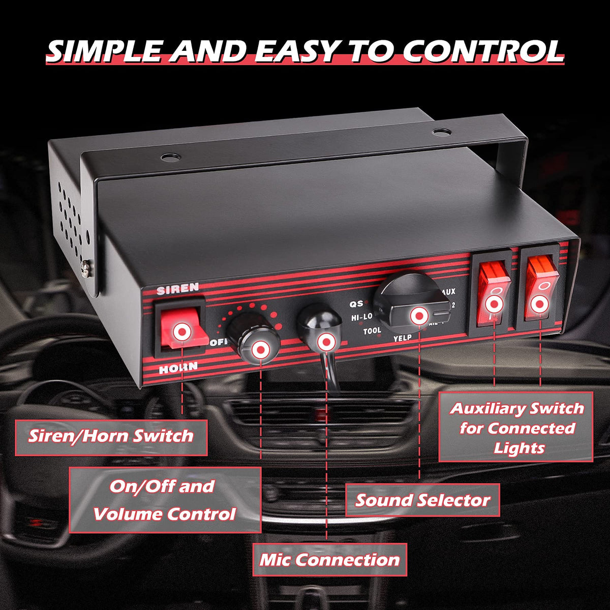 Smallfatw Police Siren 8 Tones Pa System 130Db 200 Watt, Heavy Duty Ha ...