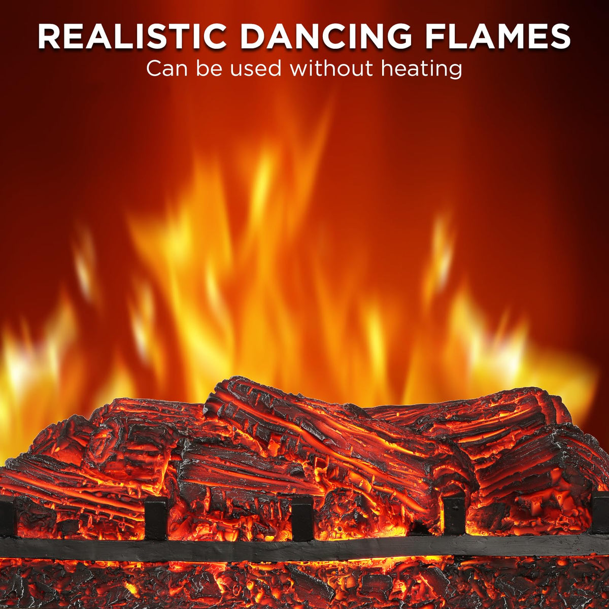 TURBRO Eternal Flame Infrared Electric Fireplace Logs, 23 Infrared ...