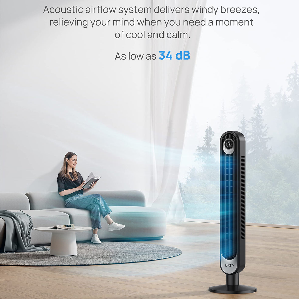Dreo Smart Tower Fan Wifi Voice Control, Works With Alexa/Google, Crui ...
