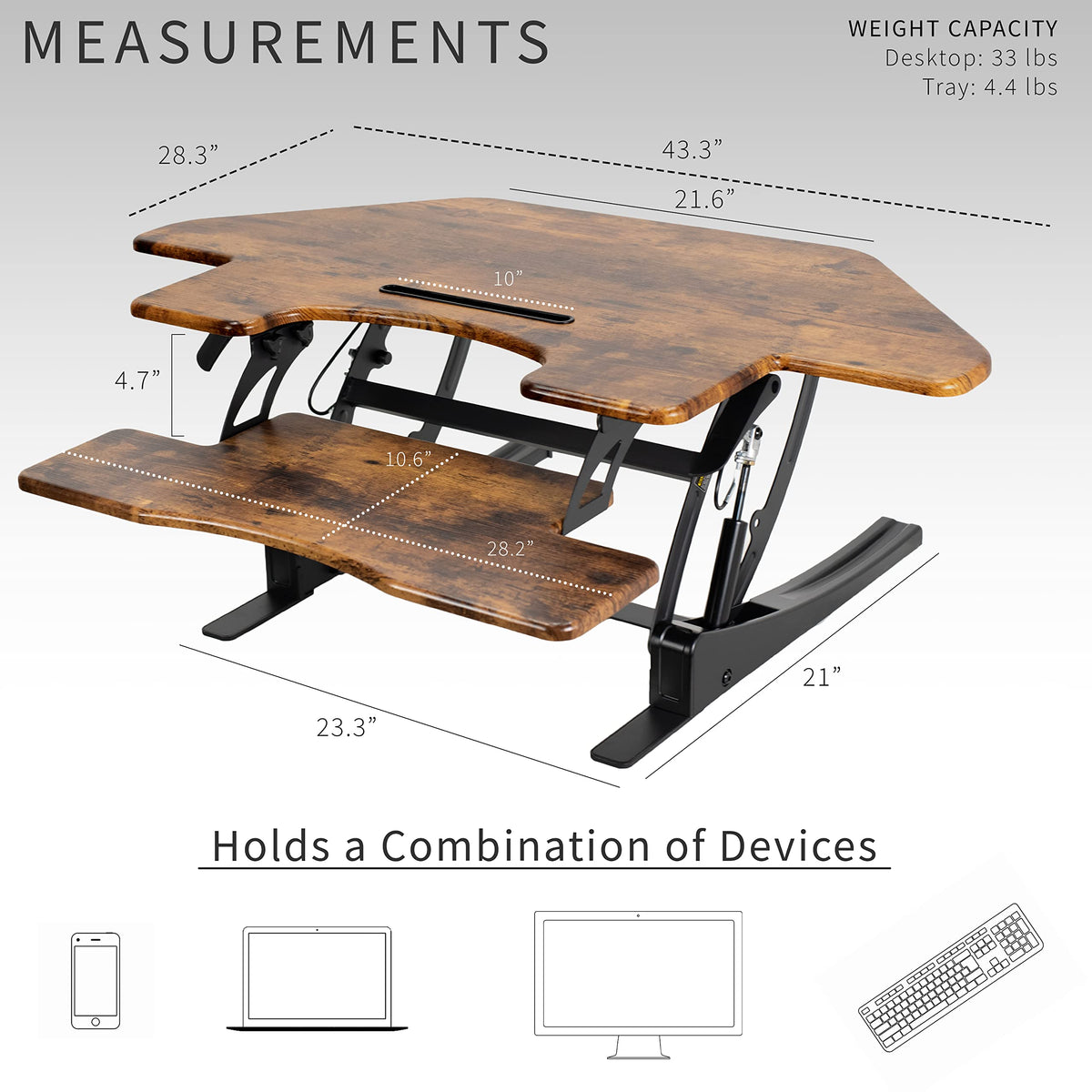 VIVO 43 inch Corner Height Adjustable Cubicle Stand Up Desk Converter ...