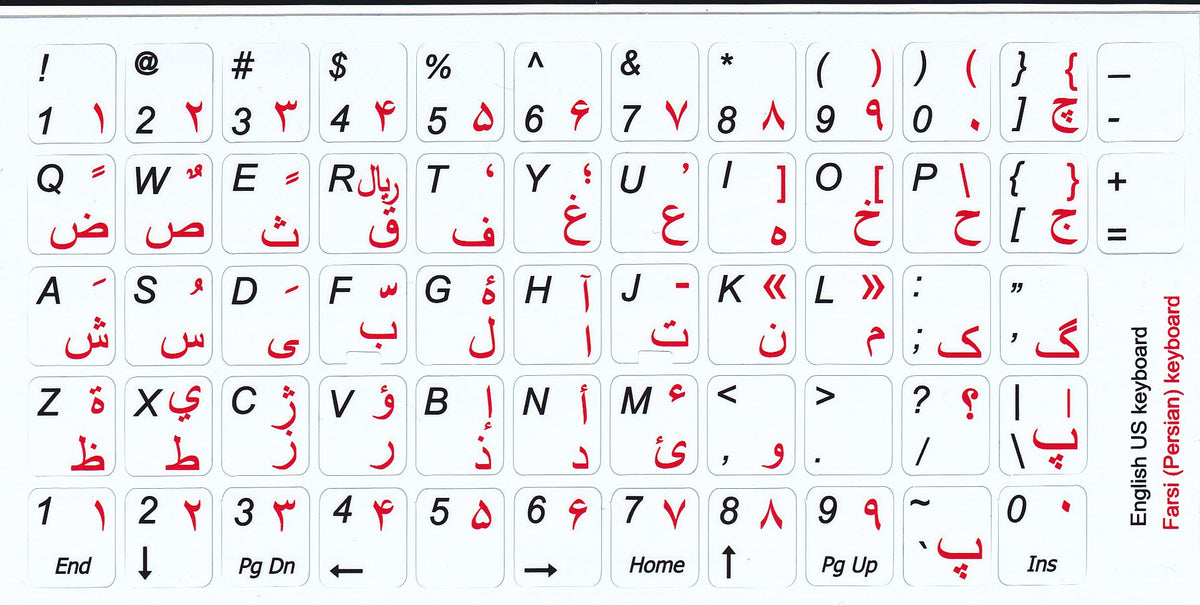 online-welcome FARSI Persian English Keyboard Sticker - Vinyl, Non-Tra ...