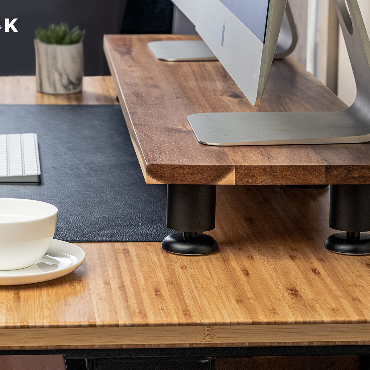 Nordik Large Dual Monitor Riser For 2 Premium Handmade Hardwood Acacia ...