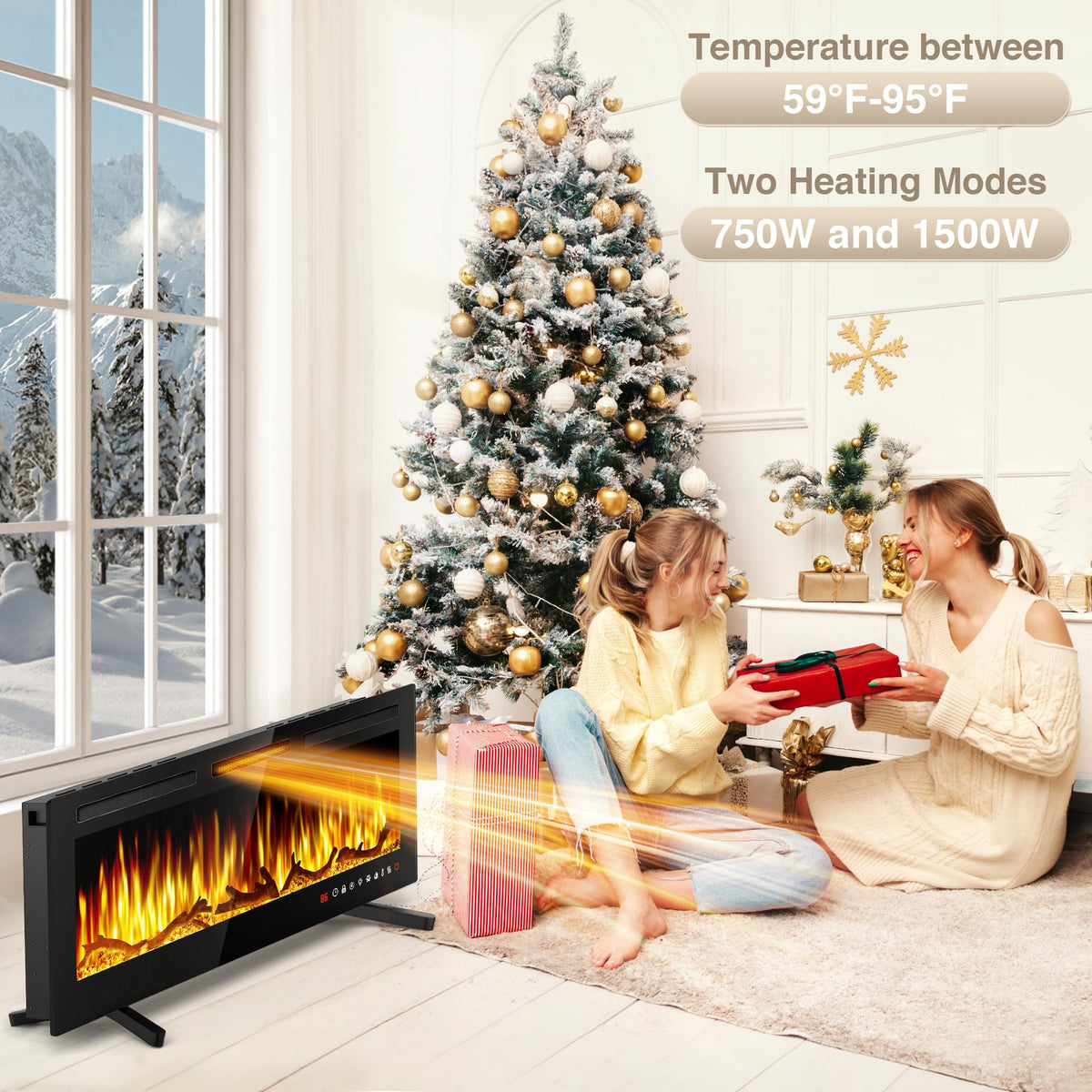 Alpaca 50'' Slim Electric Fireplace Recessed And Wall Mounted,Wall ...