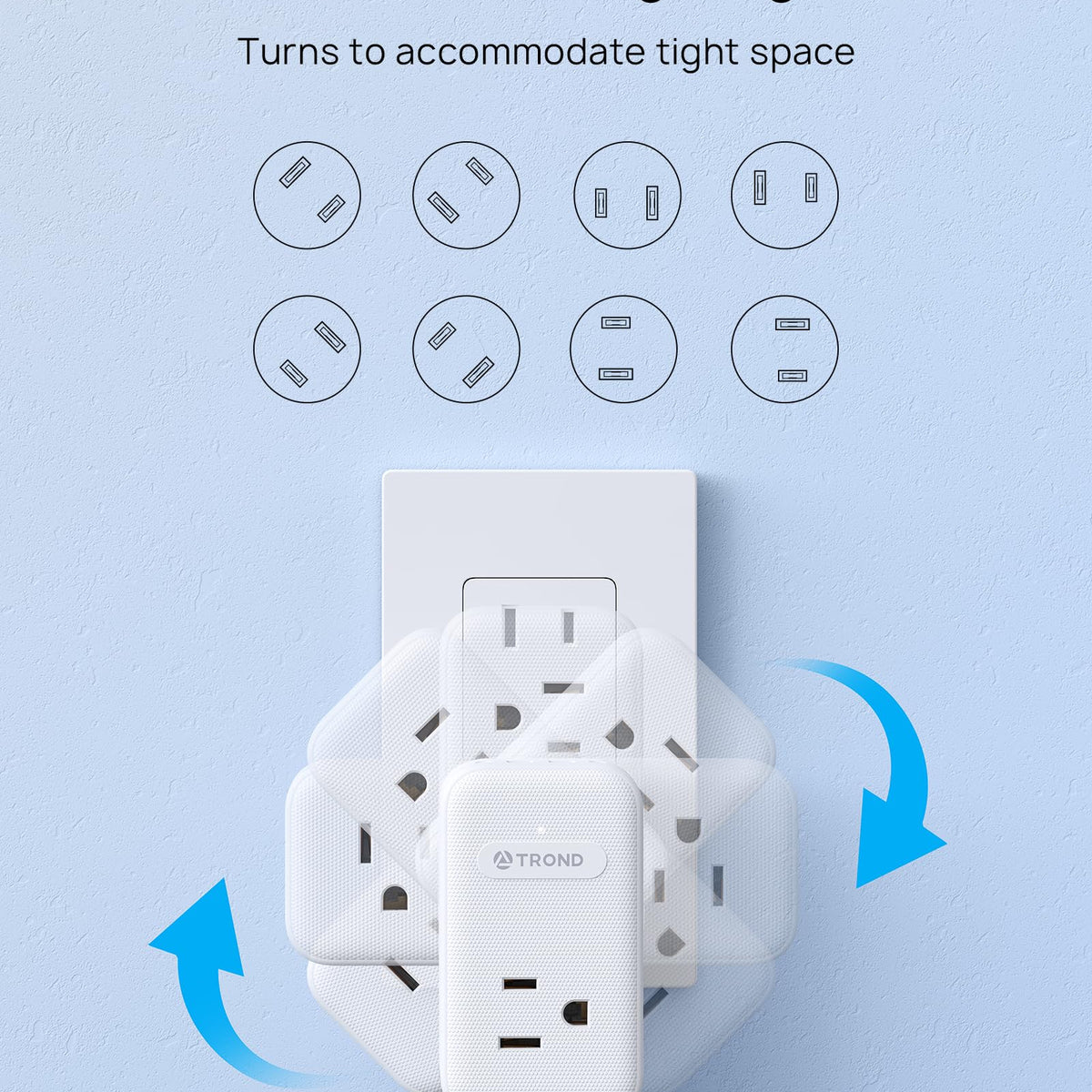 Trond 2 Prong To 3 Prong Outlet Adapter With 360 Rotating Plug, 3 Ac ...