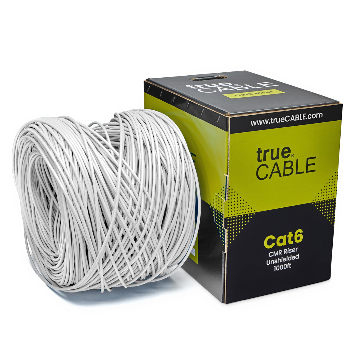 True Cable Cat6 Riser (Cmr), 1000Ft, White, 23Awg 4 Pair Solid Bare Co ...