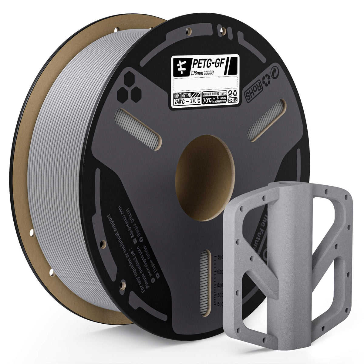 ELEGOO Glass Fiber PETG Filament 1.75mm Gray 1KG, PETG-GF 3D Printing ...