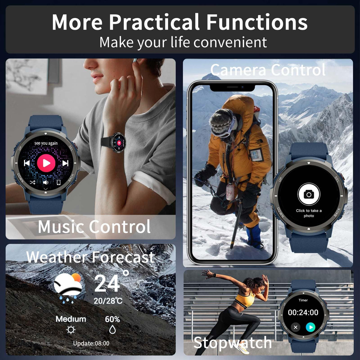 Ichpulg Smart Watches For Men With 4 Buttons, 1.43 ' ' Amoled Fitness ...