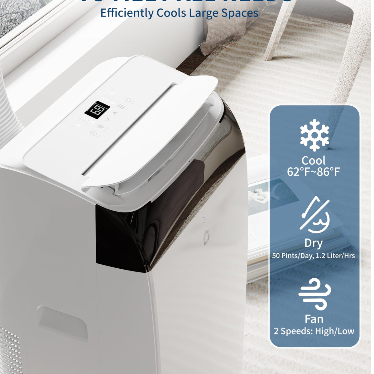 Air Conditioner Portable 12,000 BTU, Fast Cools 550 Sq.Ft., 3 in 1 Room ...