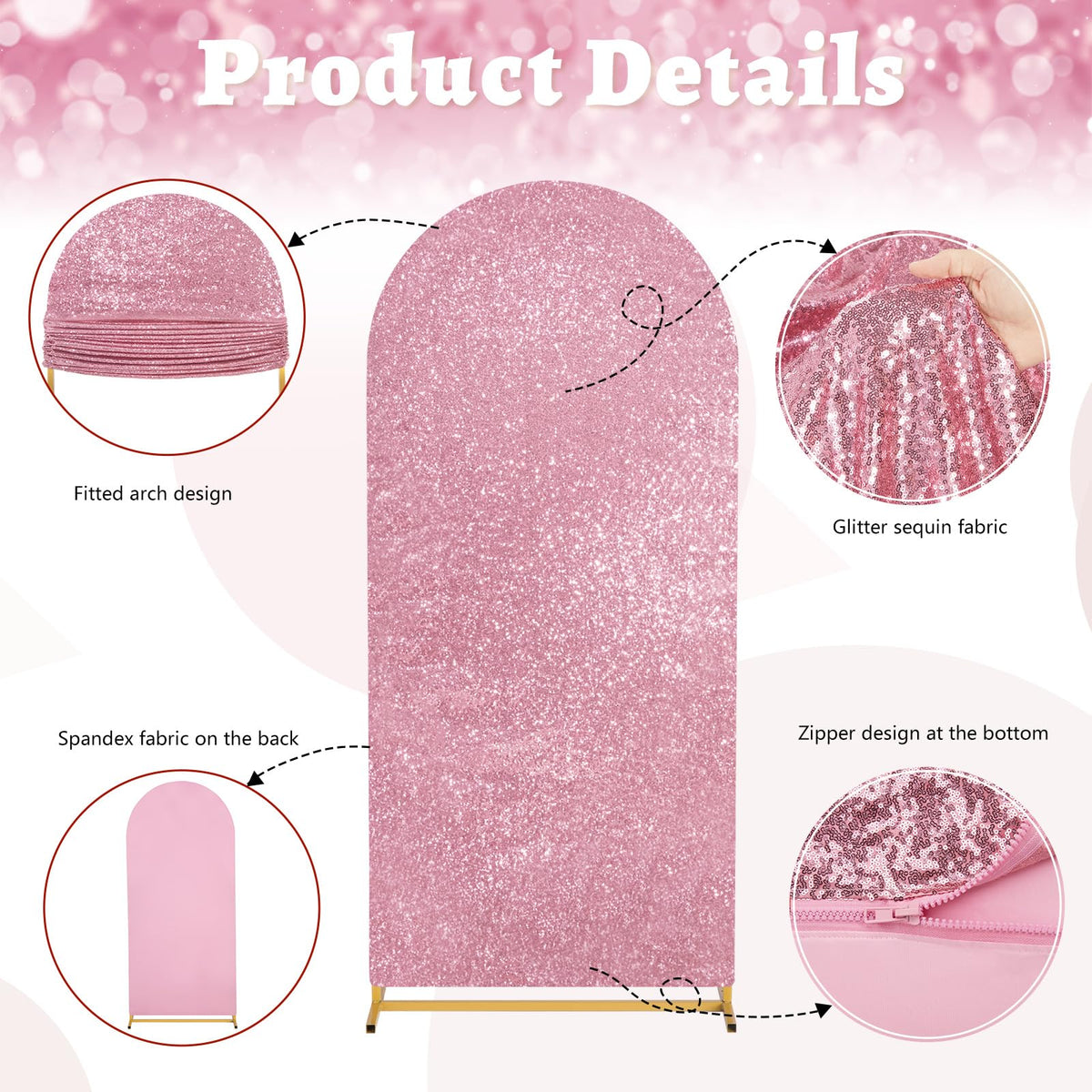 Arch Backdrop Cover Blush Pink Round Top Chiara Backdrop Covers 6Ft Se ...
