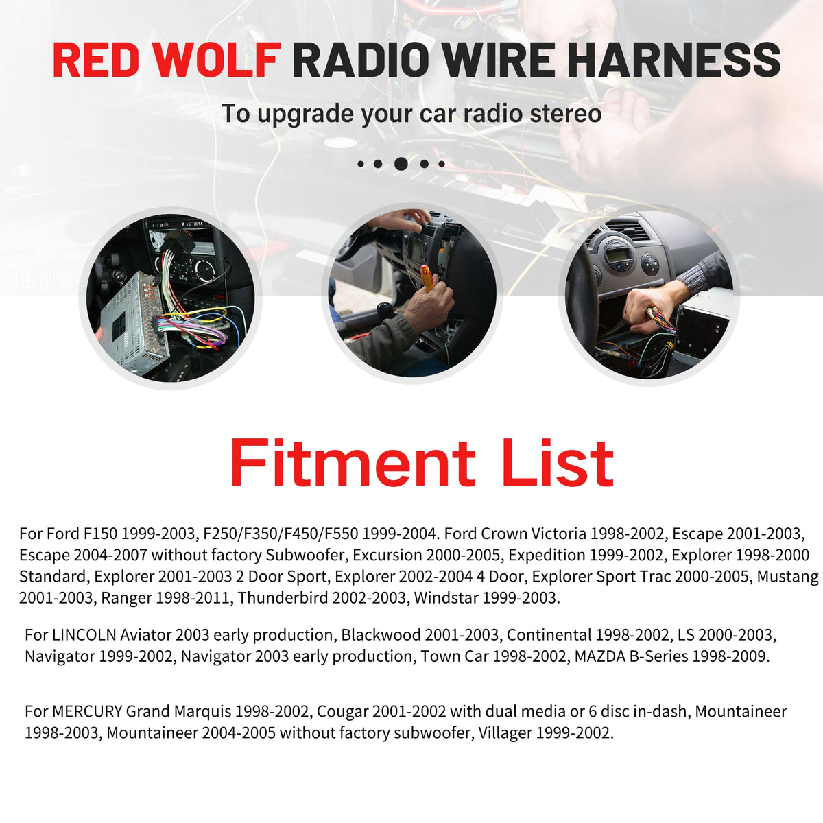 Red Wolf Stereo Wiring Harness Pre Installed Wire Connectors Compatibl ...
