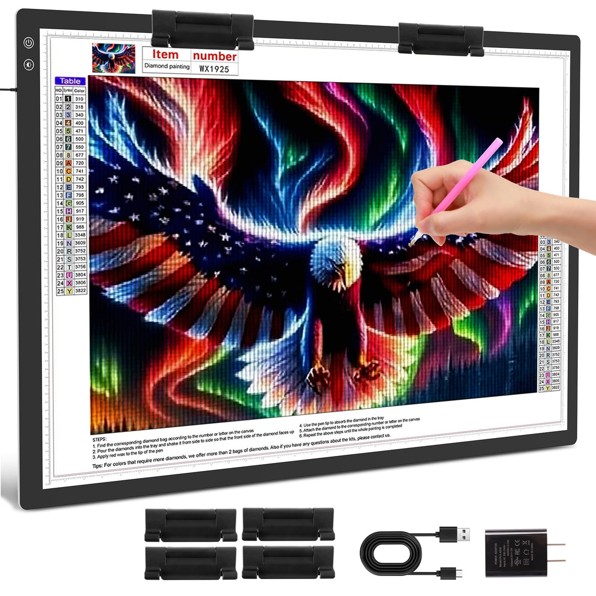 A3 LED Light Pad with Carry Bag, TOHETO Wireless Rechargeable Light Bo ...