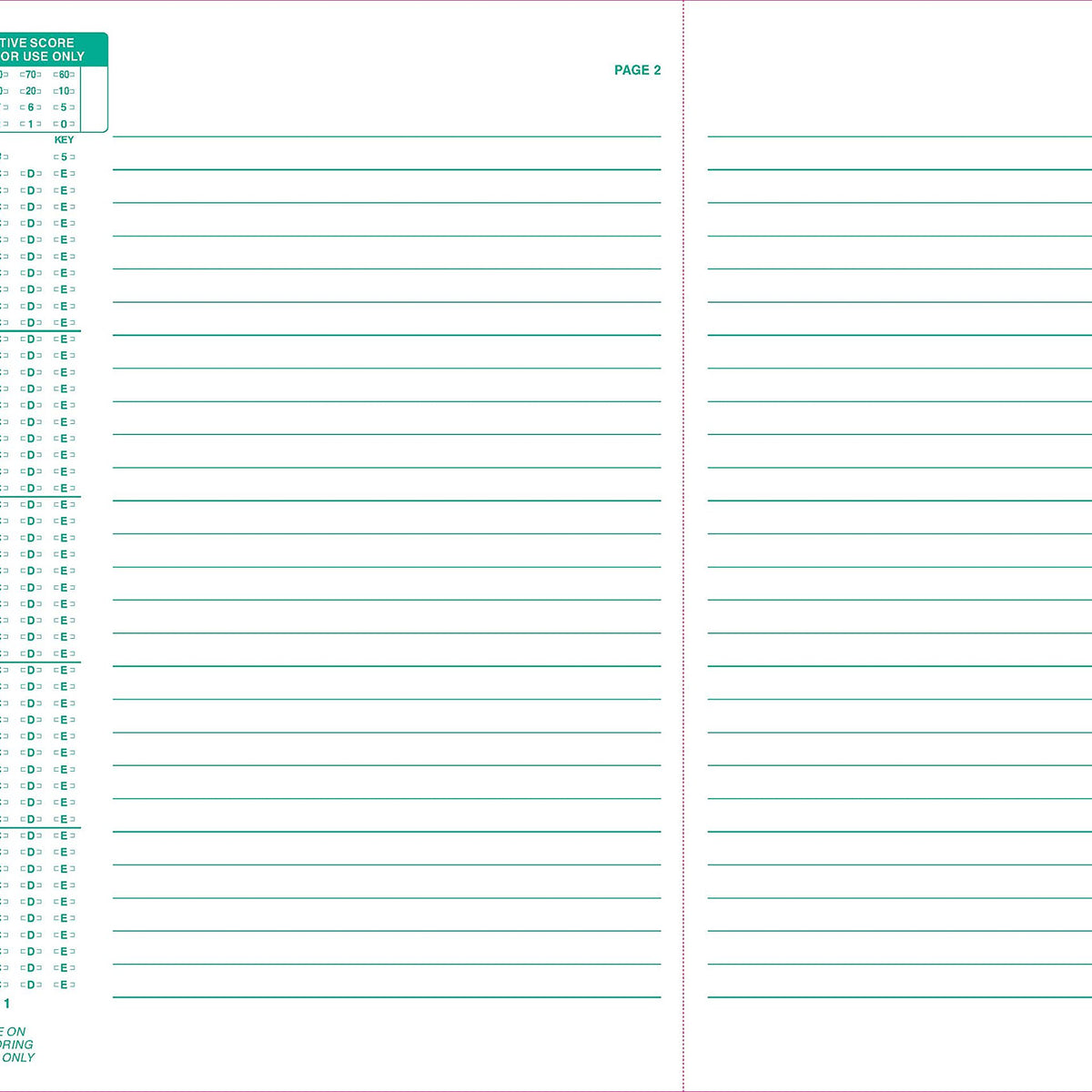 Test 886E 886 E 100 Question Compatible Testing Forms (50 Sheet Pack ...