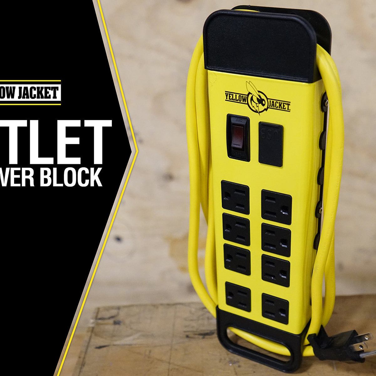 Yellow Jacket 5148 Modern 8 Outlet Metal Power Block With 2 Usb Ports ...