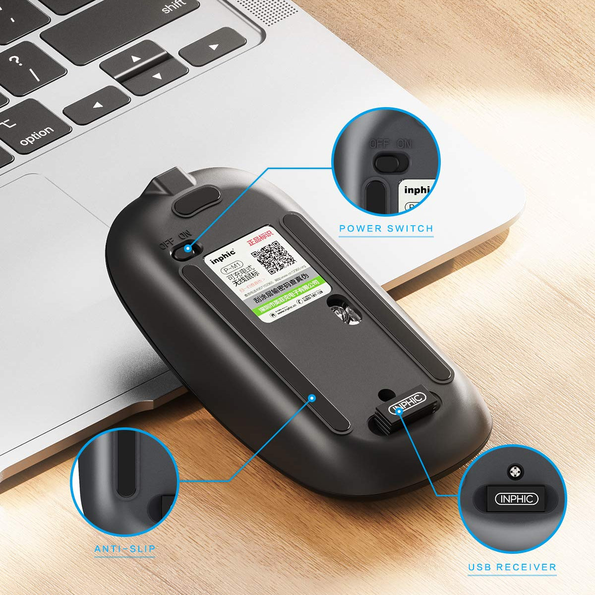 Inphic Wireless Mouse, 2.4G Silent Rechargeable Ultra Slim Usb Portabl ...
